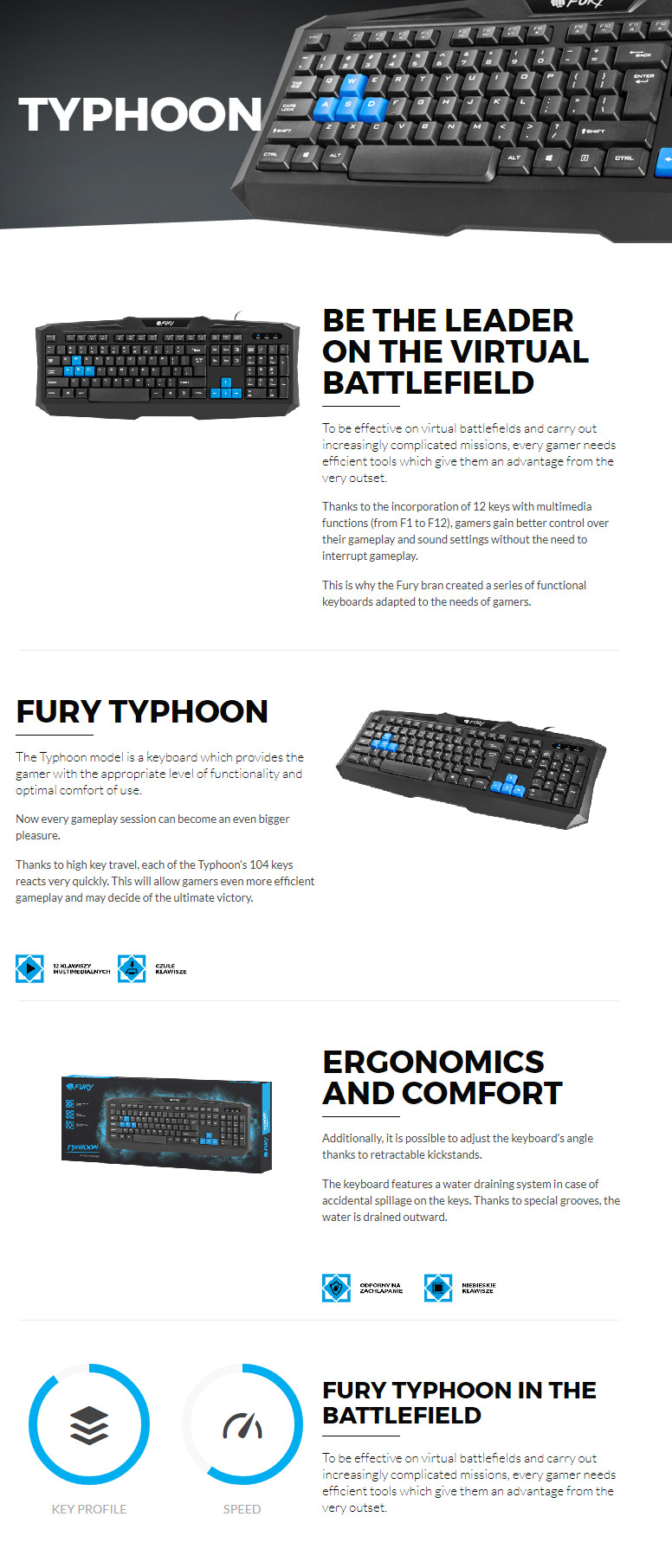 Klaviatuur Fury Typhoon, EN, must - 1a.ee