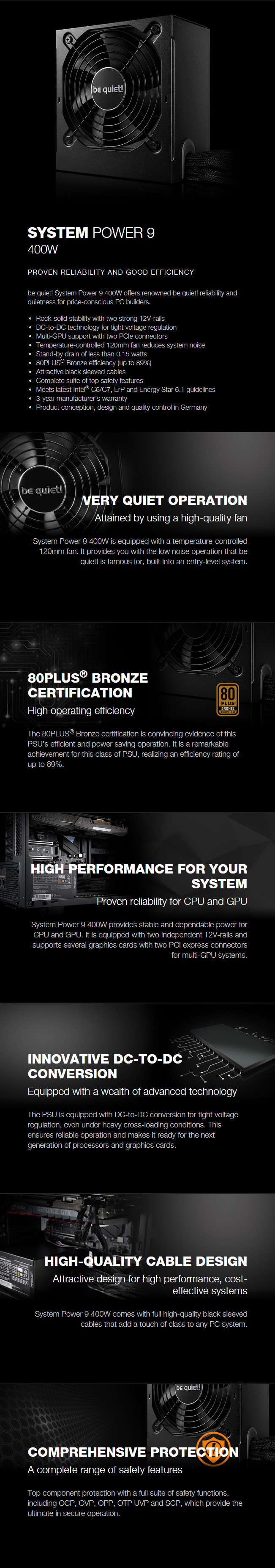 Maitinimo blokas be quiet! System Power 9 400 W, 12 cm - 1a.lt