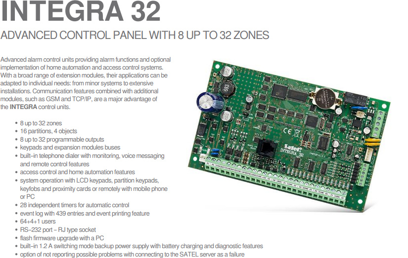 Signalisatsioon Satel Integra 32 Advanced, roheline - 1a.ee