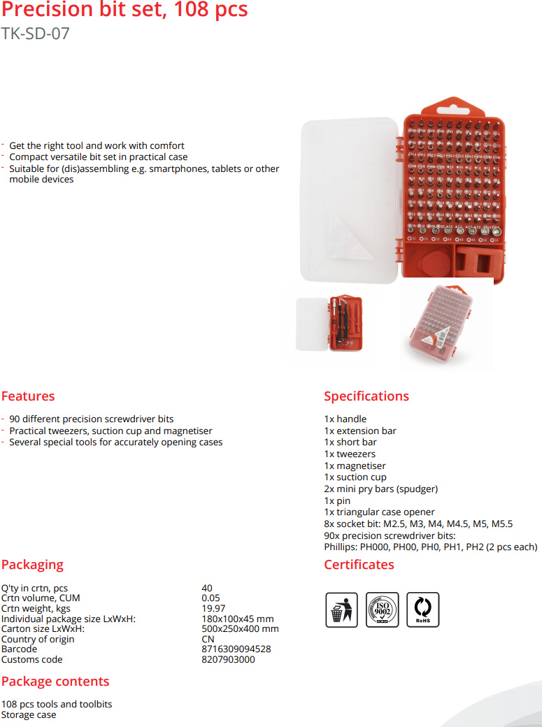Atsuktuvų rinkinys Cablexpert - 1a.lt