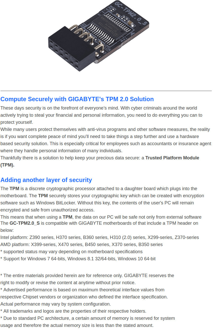 Модуль ТРМ Gigabyte - Krauta.ee